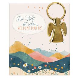 Engel-Schl&uuml;sselanh&auml;nger - Die Welt ist sch&ouml;n, weil du mit drauf bist (1 St&uuml;ck)