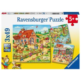 RAVENSBURGER VERLAG Ravensburger Kinderpuzzle - Ferien auf dem Land - 3x49 Teile Puzzle f&uuml;r Kinder a...