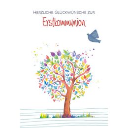 Gl&uuml;ckwunschkarte - Herzliche Gl&uuml;ckw&uuml;nsche zur Erstkommunion (6 St&uuml;ck)