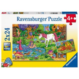 RAVENSBURGER VERLAG Ravensburger Kinderpuzzle - Magischer Wald - 2x24 Teile Puzzle f&uuml;r Kinder ab 4 J...