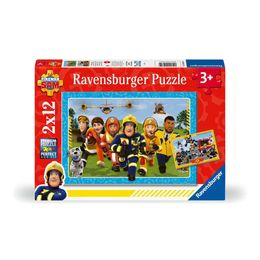 RAVENSBURGER VERLAG Kinderpuzzle 2x12 Teile - Feuerwehrmann Sam - Die Rettung naht