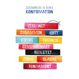 Gl&uuml;ckwunschkarte - Gl&uuml;ckw&uuml;nsche zu deiner Konfirmaiton (6 St&uuml;ck)