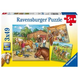 RAVENSBURGER VERLAG Mein Reiterhof. Puzzle (3 x 49 Teile)
