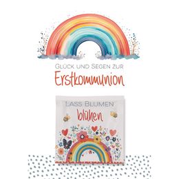 Gl&uuml;ckwunschkarte mit Blumensamen-T&uuml;tchen - Gl&uuml;ck und Segen zur Erstkommunion (5 ...
