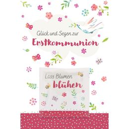 Gl&uuml;ckwunschkarte mit Blumensamen-T&uuml;tchen - Gl&uuml;ck und Segen zur Erstkommunion (5 ...