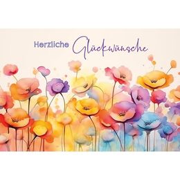 Geburtstagskarte - Herzliche Gl&uuml;ckw&uuml;nsche (6 St&uuml;ck)