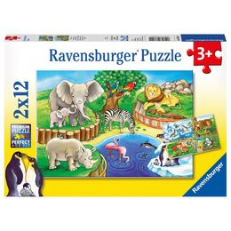 RAVENSBURGER VERLAG Tiere im Zoo. Puzzle 2 x 12 Teile