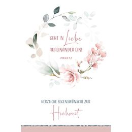 Gl&uuml;ckwunschkarte - Herzliche Segensw&uuml;nsche zur Hochzeit (6 St&uuml;ck)