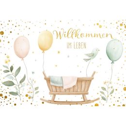 Gl&uuml;ckwunschkarte zur Geburt - Willkommen im Leben (6 St&uuml;ck)