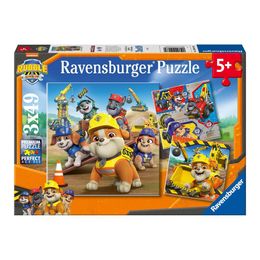 RAVENSBURGER VERLAG Kinderpuzzle 3x49 Teile - Paw Patrol - Arbeitsfahrzeuge