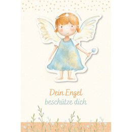 Gl&uuml;ckwunschkarte zur Geburt mit Engel-Pappanh&auml;nger - Dein Engel besch&uuml;tze dich (...