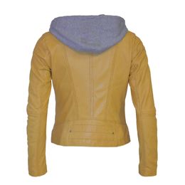 Maze Damen Lederjacke "42021133", gelb, Gr. XL, Obermaterial: 100% Lammleder. Innenfutter: 100% Polyester. Kapuze: 55% Baumwolle, 45% Polyester,