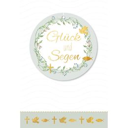 Gl&uuml;ckwunschkarte zur Taufe mit Blumenkranz-Anh&auml;nger - Gl&uuml;ck und Segen (5 St&uuml;ck)