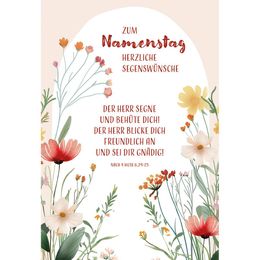 Gl&uuml;ckwunschkarte - Zum Namenstag herzliche Segensw&uuml;nsche (6 St&uuml;ck)