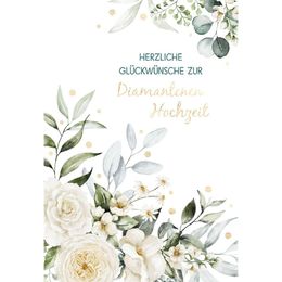 Gl&uuml;ckwunschkarte - Herzliche Gl&uuml;ckw&uuml;nsche zur Diamantenen Hochzeit (3 St&uuml;ck)
