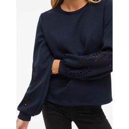 Vila Damen Sweatshirt "VISANDY L/S DETAIL SWEAT TOP - NOOS", blau, Gr. M, unifarben, Sweatware, Obermaterial: 50% Viskose, 44% Polyester, 6%
