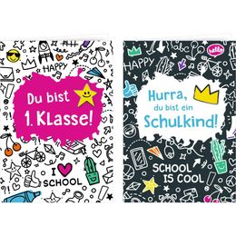 Coppenrath Gru&szlig;karte mit Wegbegleiter-Pin - Du bist 1. Klasse / Hurra, du bist ein Schulkin...