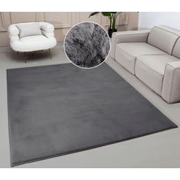 Fellteppich OTTO HOME, B:40cm H:20mm L:60cm, grau, Polyester, Teppiche, "Balu, Kunstfellteppich, Modern, Langflor Teppich", Kaninchenfell-Haptik,