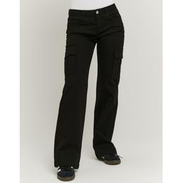 Tally Weijl Damen Bootcuthose "SPACOWELLE"schwarz, Gr. 34, unifarben, Web, Obermaterial: 98% Baumwolle, 2% Elasthan, Hosen, Baumwollmischung, im