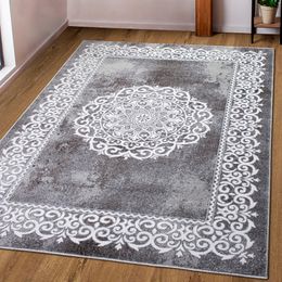 Teppich OTTO HOME, B:80cm H:9mm L:150cm, grau, Kunstfaser, Wohnzimmer, Teppiche, "Dafna", Orient-Optik, Vintage Design, Kurzflor, pflegeleicht,
