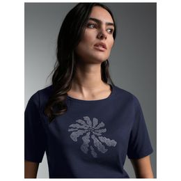 TRIGEMA Damen T-Shirt "TRIGEMA T Shirt mit Strass Motiv "Schnecke""navy, Basic, Gr. L, Single Jersey, 100% Baumwolle, Shirts