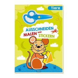 Tr&ouml;tsch Bastelbuch mit Schere Ausschneiden, Malen und Stickern Tiere