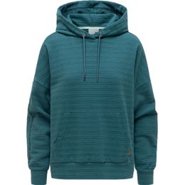 Ragwear Damen Kapuzenpullover "Pirita Crepe"ocean gr&uuml;n, Gr. L, Sweatware, Material: 65% Baumwolle, 27% Polyester, 6% Viskose, 2% Elasthan, Pullover,