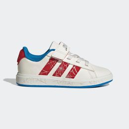 M&auml;dchen Klettschuh "ADIDAS MARVEL SPIDER-MAN GRAND COURT", adidas Sportswear, Gr. 36, blau, Synthetik, Schuhe, f&uuml;r Kinder & Jugendliche