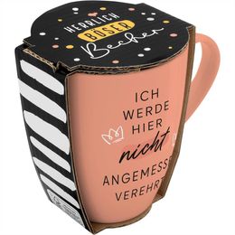 Tasse mit Motivdruck "Ich werde hier nicht angemessen verehrt!", mit Banderole