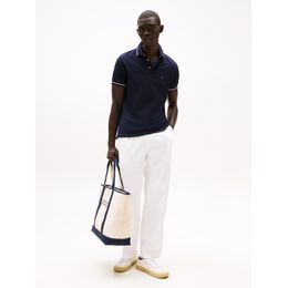 Tommy Hilfiger Herren Poloshirt "TIPPED SLIM FIT POLO", blau, Gr. XL, Jersey, Obermaterial: 96% Baumwolle, 4% Elasthan, Shirts, mit Kontrast-Details