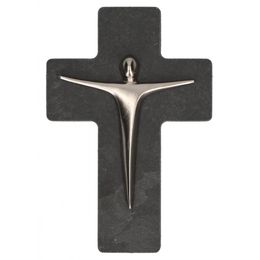 Schieferkreuz mit Korpus aus Feinmetall (1 St&uuml;ck)