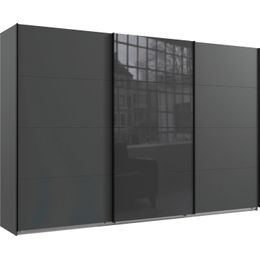Schwebet&uuml;renschrank wimex "Norderstedt", grau (graphit, glas grau), B:313cm H:210cm T:64cm, Holzwerkstoff, Schr&auml;nke, Schwebet&uuml;renschrank, INKLUSIVE 2 Stoffboxen und 2 zus&auml;tzliche Einlegeb&ouml;den, mit Glast&uuml;r