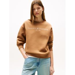 Tommy Hilfiger Damen Sweatshirt "MDRN REG CORP LOGO C-NK SWTSHRT", braun, Gr. XXXL, unifarben, Sweatware, Obermaterial: 63% Baumwolle, 37% Polyester,
