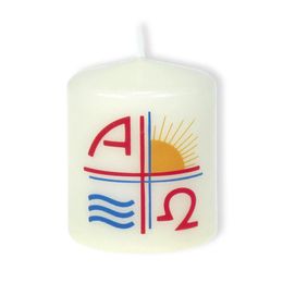 Kleine Tischkerze - Alpha & Omega