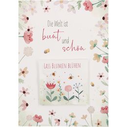 Gl&uuml;ckwunschkarte zur Erstkommunion mit Blumensamen-T&uuml;tchen - Die Welt ist bunt u...