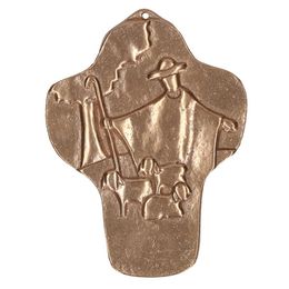 Kommunionkreuz aus Bronze - Guter Hirte (1 St&uuml;ck)