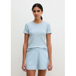 Marc O'Polo MARC O'POLO Damen Kurzarmshirt "Mix N Match Airy Cotton Rib", Gr. XLniagara mist, Rippware, Obermaterial: 98% Baumwolle, 2% Elasthan, Shirts, mit