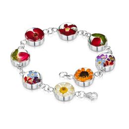Silber-Armband mit echten Bl&uuml;ten