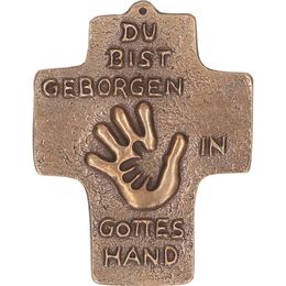 Kommunionkreuz aus Bronze - Geborgen in Gottes Hand (1 St&uuml;ck)