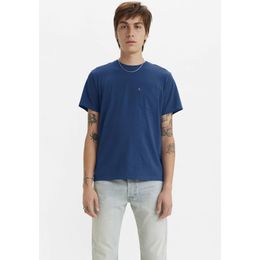 Levi's T-Shirt LEVI'S "CLASSIC POCKET TEE", Damen, Gr. M, blau (sodalite blau), Jersey, Obermaterial: 100% Baumwolle, meliert, regular fit normal, Rundhals, Shirts T-Shirt, mit aufgesetzter Brusttasche