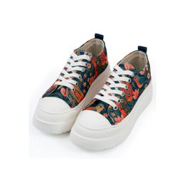 DOGO Damen Ballerina "Freya Low-Top Sneaker Garden Birds Damen Sneaker", Gr. 38, bunt, Textil, Schuhe, Handgefertigt