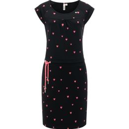 Ragwear Damen Sommerkleid "Penelope Hearts YOUMODO"schwarz, Gr. XS, 100% Baumwolle, Kleider, leichtes Baumwoll Kleid mit verspieltem Print