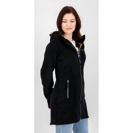 DEPROC Active Damen Fleecejacke "WAWA PEAK", schwarz, Gr. 52, Fleece, 100% Polyester, Jacken, mit 2-Wege-Rei&szlig;verschluss