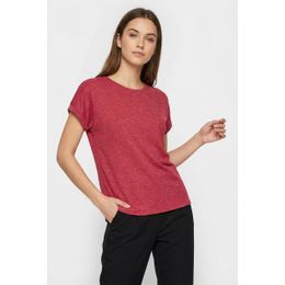 V&eacute;ro Moda VERO MODA Damen Kurzarmpullover "VMBRIANNA SS O-NECK PULLOVER BOO REP", rot, Gr. S, meliert, unifarben, Feinstrick, Obermaterial: 58% Viskose, 38%