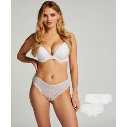 Hunkem&ouml;ller HUNKEM&Ouml;LLER Damen Hipster "2er-Pack Brazilians Angie", Gr. Mwei&szlig;, 86% Polyamid, 14% Elasthan, Unterhosen