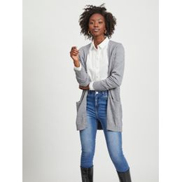 Vila Damen Strickjacke "VIRIL OPEN L/S KNIT CARDIGAN - NOOS", grau, Gr. M, meliert, Strick, Obermaterial: 50% Viskose, 27% Nylon, 23% Polyester,