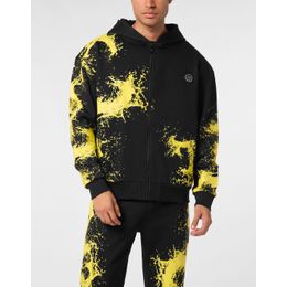 Plein Sport Herren Kapuzensweatjacke "Splash", schwarz, Gr. XL, Obermaterial: 13% Polyester, 87% Baumwolle, Sweatjacken