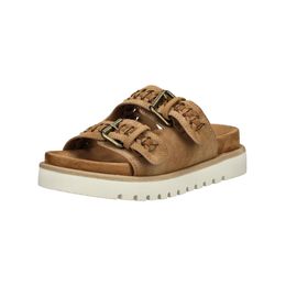 Mustang Shoes Damen Pantolette "Mustang Shoes Pantoletten Lederimitat/Textil", Gr. 38, braun, Lederimitat, Textil, Schuhe