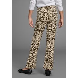 Kidsworld M&auml;dchen Leggings "Leggings mit Schlag", beige, Gr. 110, Jersey, Obermaterial: 95% Baumwolle, 5% Elasthan, Hosen, Jazzpants Bootcut, Leoprint