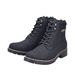 Rieker Damen Winterstiefelette, Gr. 41, schwarz, Lederimitat, unifarben, Basic, Schuhe, mit Schn&uuml;rung und wasserabweisender TEX-Membran